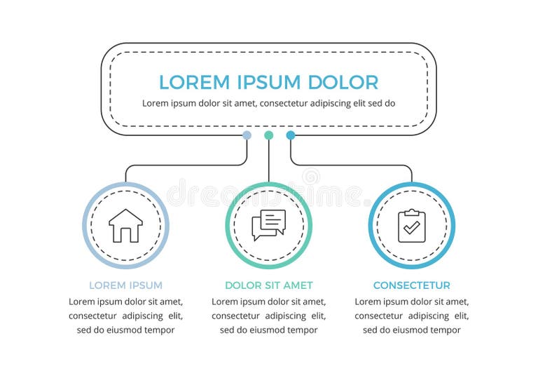 Flowchart with 3 Elements stock vector. Illustration of template ...