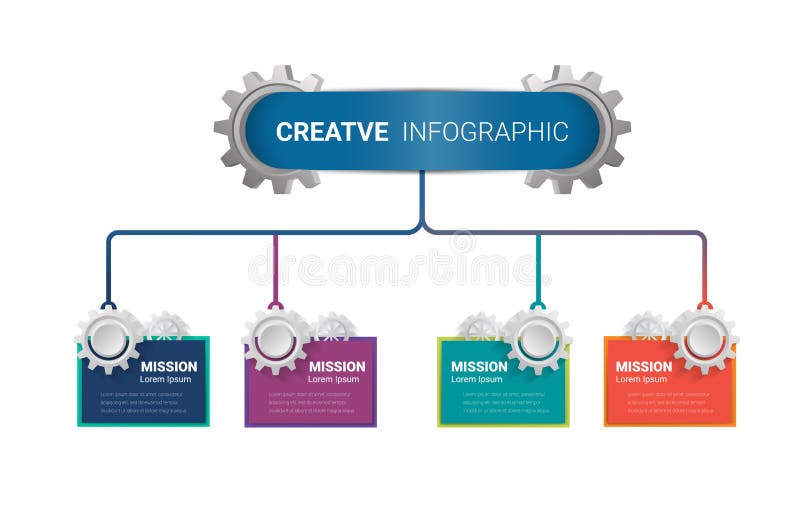 Flowchart Elements, Tree Diagram with Gears Cogwheels Concept. Modern ...