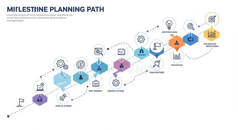 Flowchart Features a Series of Interconnected Hexagonal Icons ...