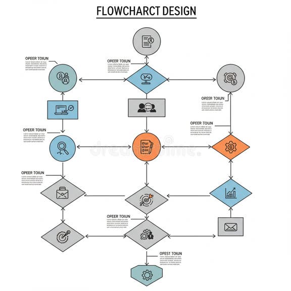 Flowchart Featuring Various Geometric Shapes Such As Circles, Diamonds ...