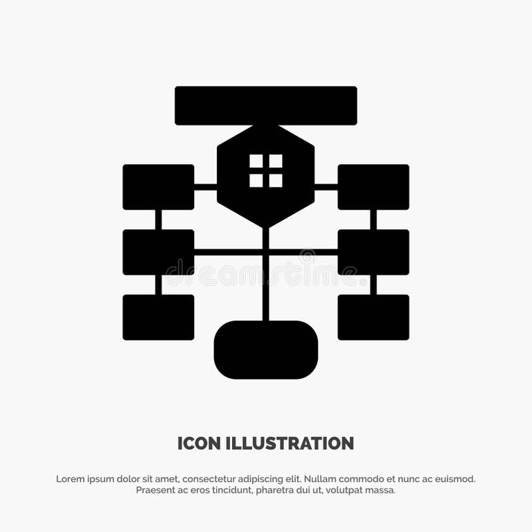 Flowchart, Flow, Chart, Data, Database Solid Black Glyph Icon Stock ...