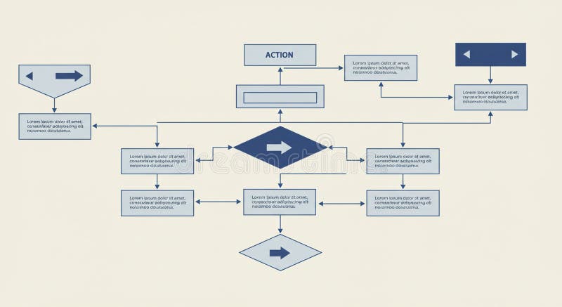 Flowchart with Geometric Shapes and Labeled Sections, Including ...