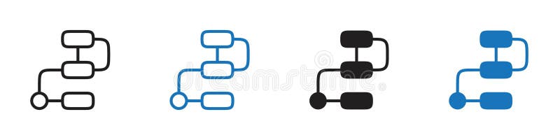 Flowchart Icon Linear Graphics Set Vector in Black Stock Illustration ...