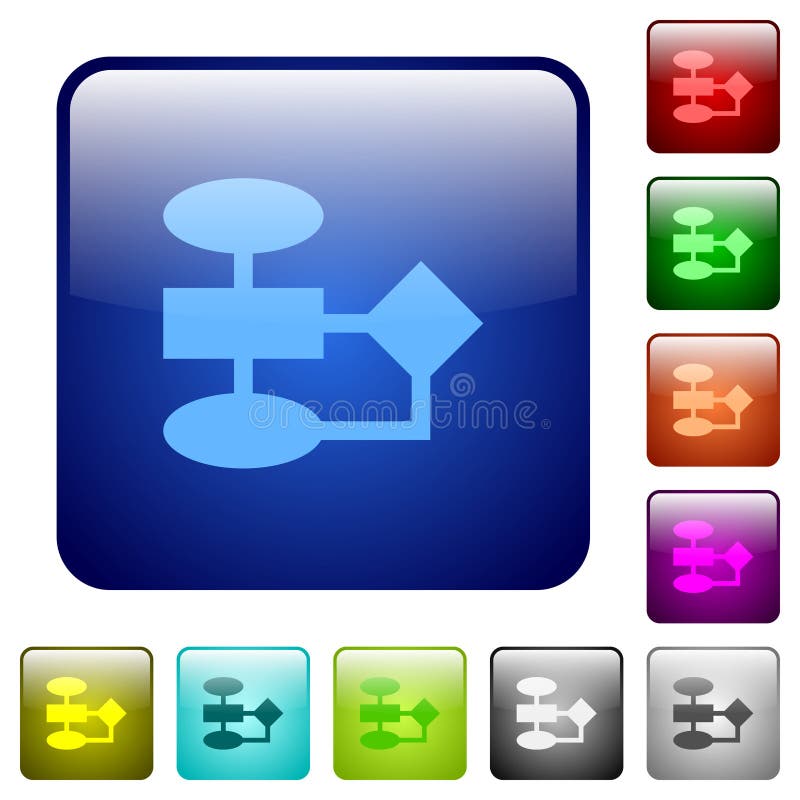 Flowchart Color Square Buttons Stock Vector - Illustration of square ...