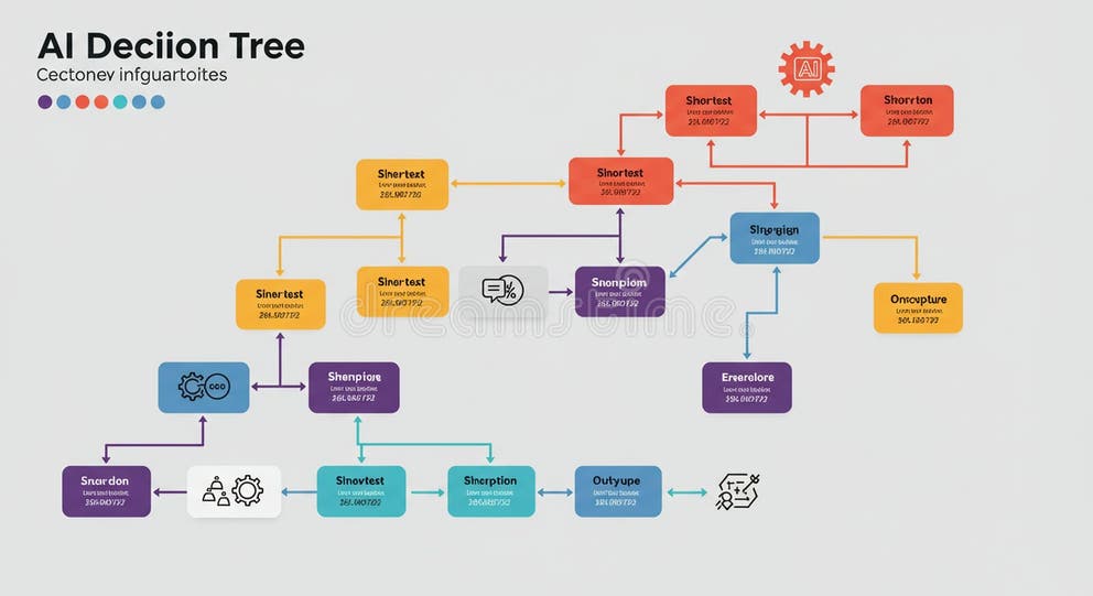 Flowchart Illustrating an AI Decision Tree with Multicolored Boxes and ...