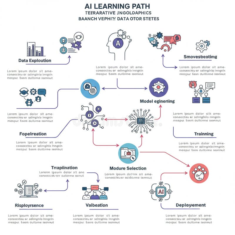 Flowchart Illustrating an "AI Learning Path" with Steps Labeled in a ...