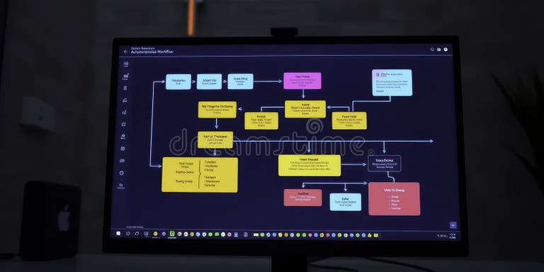 Flowchart Illustrating Automated Workflow Analysis on Computer Screen ...