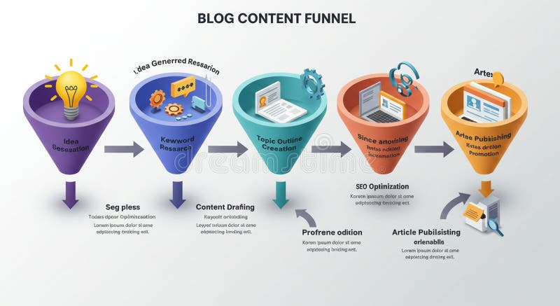 Flowchart Illustrating a "Blog Content Funnel" Composed of Five Stages ...