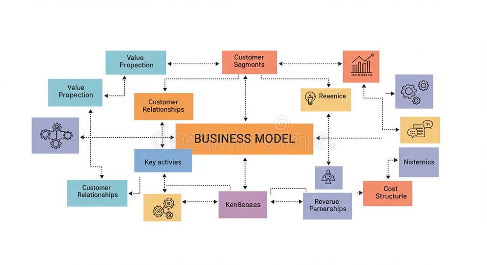 Flowchart Illustrating a Business Model Framework with Interconnected ...