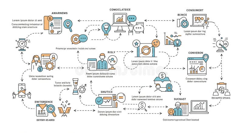 Flowchart Illustrating a Concept with Various Stages and Labeled ...
