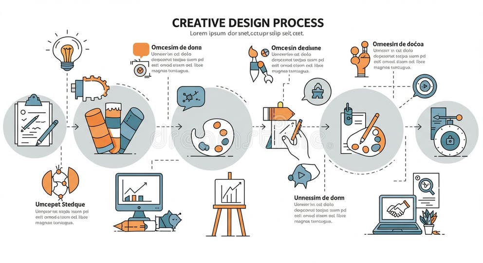 Flowchart Illustrating a Creative Design Process with Interconnected ...