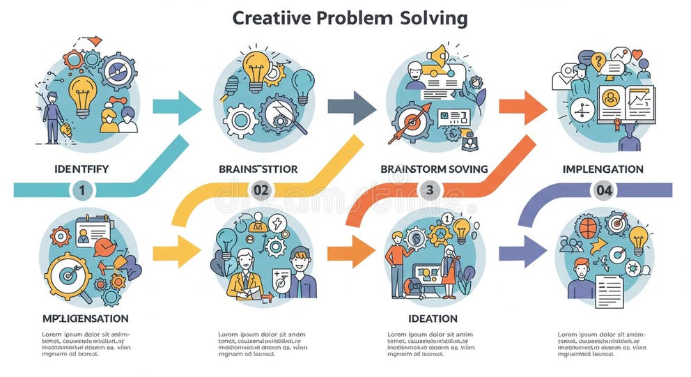 Flowchart Illustrating a Creative Problem-solving Process with Four ...