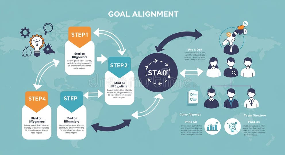 Flowchart Illustrating Goal Alignment with Four Steps: Step 1 and Step 4 in Orange Stock ...