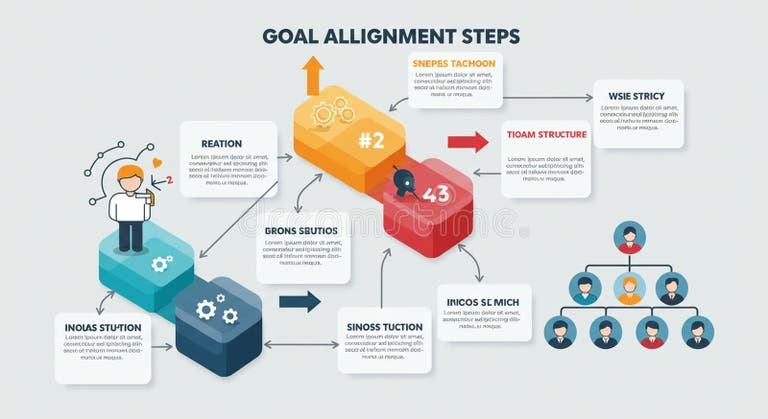 Flowchart Illustrating Goal Alignment Steps. Features Three-dimensional ...