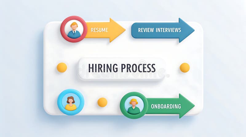 Hiring Process Flowchart with Candidate Icons and Arrows Recruitment ...