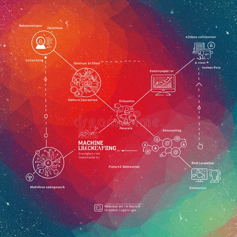 Flowchart Illustrating a Machine Learning Process Against a Colorful ...
