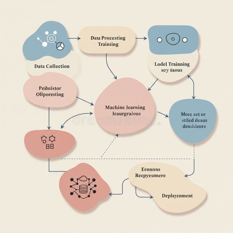 Flowchart Illustrating a Machine Learning Process. Contains Various ...