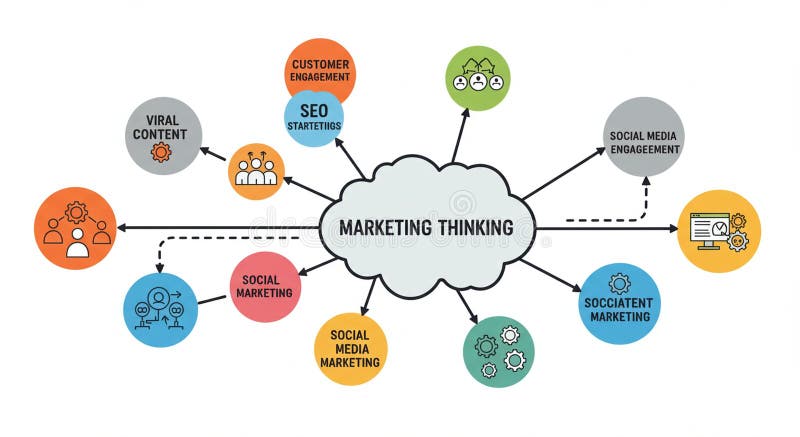 Flowchart Illustrating "Marketing Thinking" with Interconnected ...