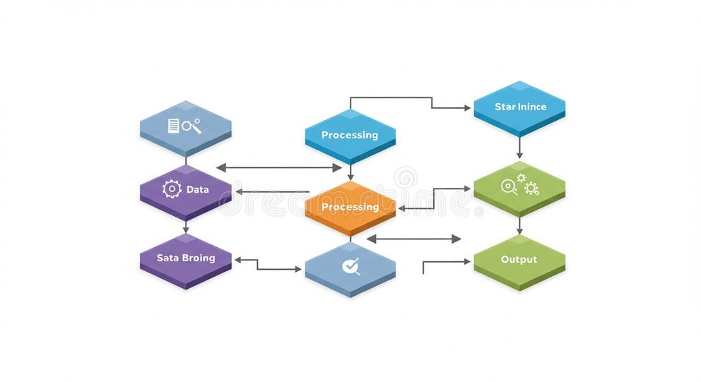 Flowchart Illustrating a Multi-step Process. Begins with Blue Diamond ...