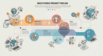 Flowchart Illustrating a Multiverse Project Process in a Comic-style ...