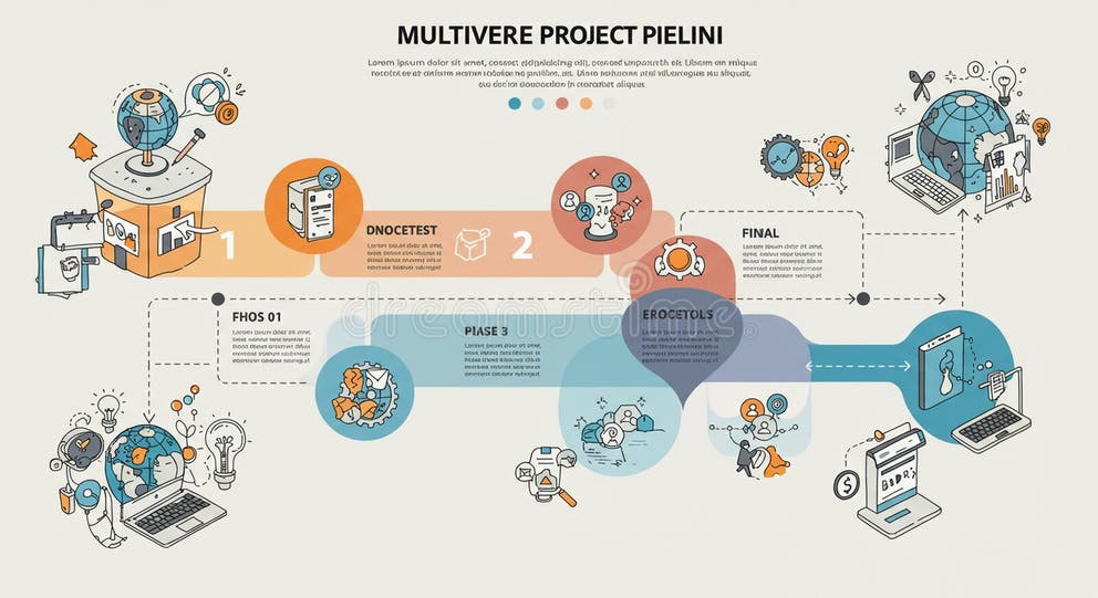 Flowchart Illustrating a Multiverse Project Process in a Comic-style ...