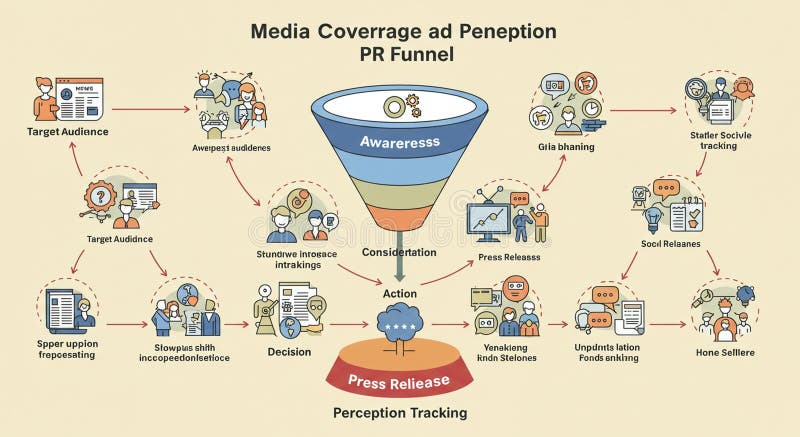Flowchart Illustrating a PR Funnel for Media Coverage and Perception ...