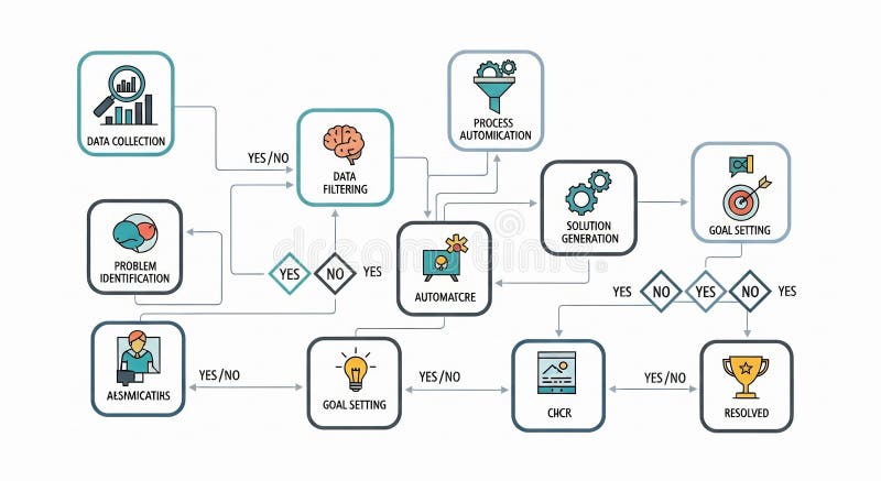 A Colorful Illustration Shows a Problem-solving Process with Data ...