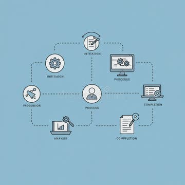 Flowchart Illustrating a Process Cycle with Six Stages: Initiation ...