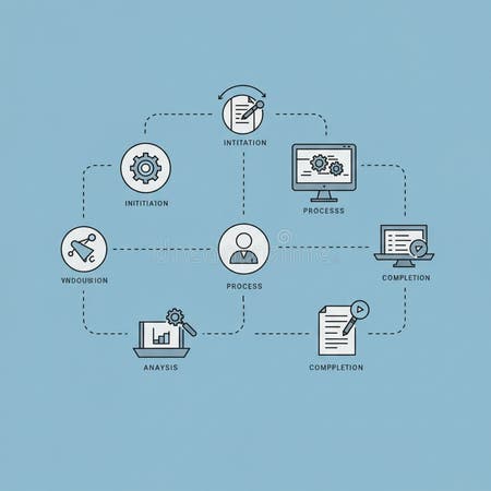 Flowchart Illustrating a Process Cycle with Six Stages: Initiation ...