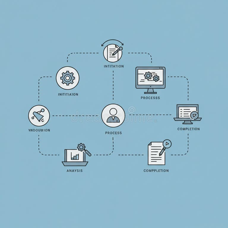 Flowchart Illustrating a Process Cycle with Six Stages: Initiation ...