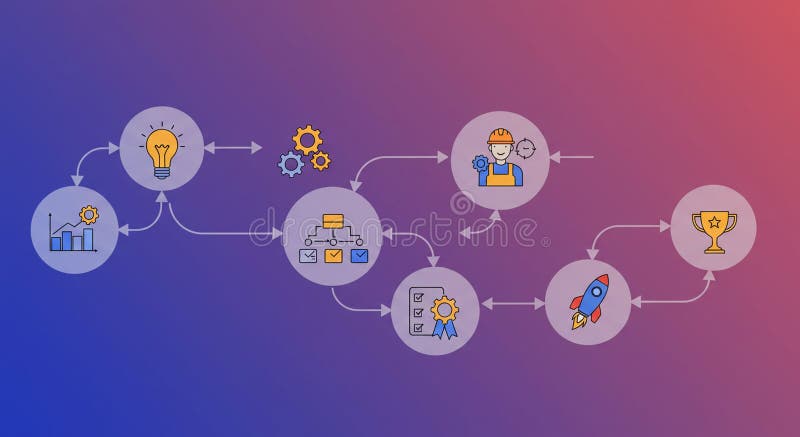 A Flowchart Illustrating a Process Includes Icons Such As a Light Bulb ...