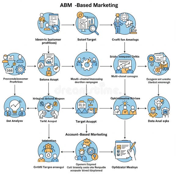 Flowchart Illustrating a Process Labeled As "ABM-Based Marketing," with a Sequence Stock ...