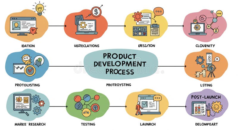 Flowchart Illustrating the Product Development Process in Colorful ...