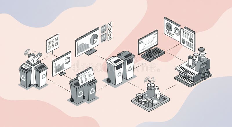 Flowchart Illustrating a Recycling Process with Smart Bins and Data ...