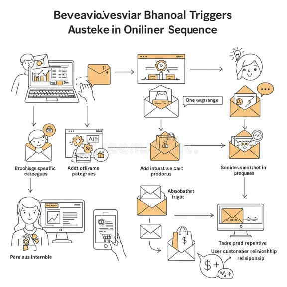 Flowchart Illustrating a Sequence of Online Interactions, Featuring ...