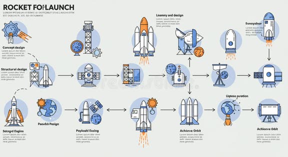 Flowchart Illustrating the Stages of a Rocket Launch Sequence. Key ...
