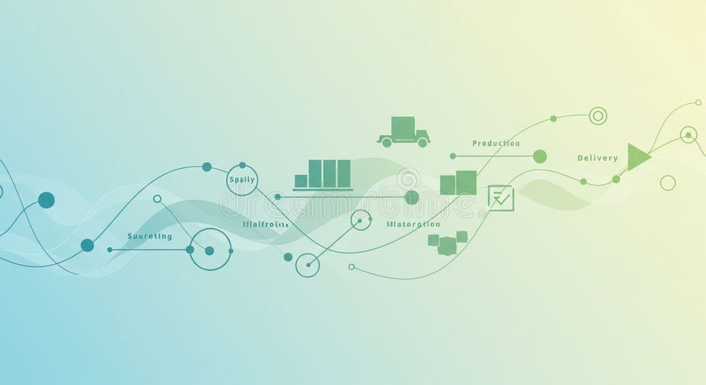 Flowchart Illustrating a Supply Chain Process. Light Green and Blue ...