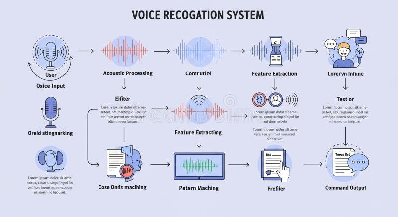 Flowchart Illustrating a Voice Recognition System. Begins with "User ...