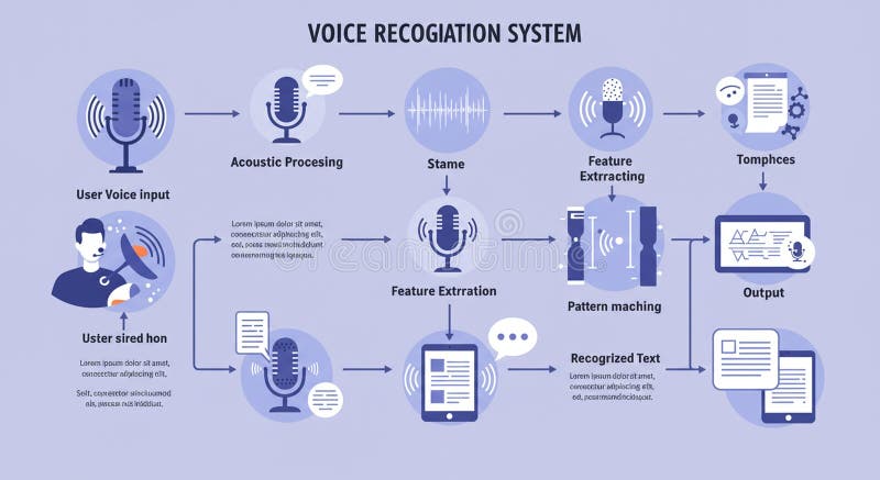 Flowchart Illustrating a Voice Recognition System. Begins with "User ...