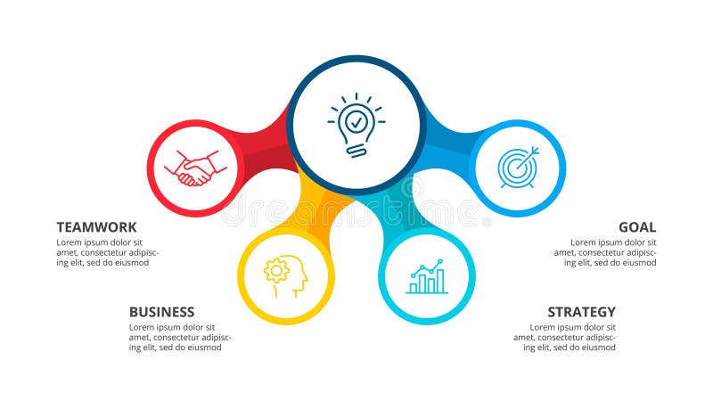 Flowchart Infographic Template with 4 Steps or Options. Vector Business ...