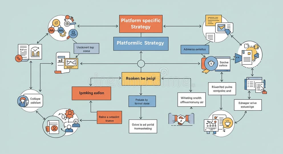 Flowchart with Interconnected Elements Illustrating Platform Strategies ...