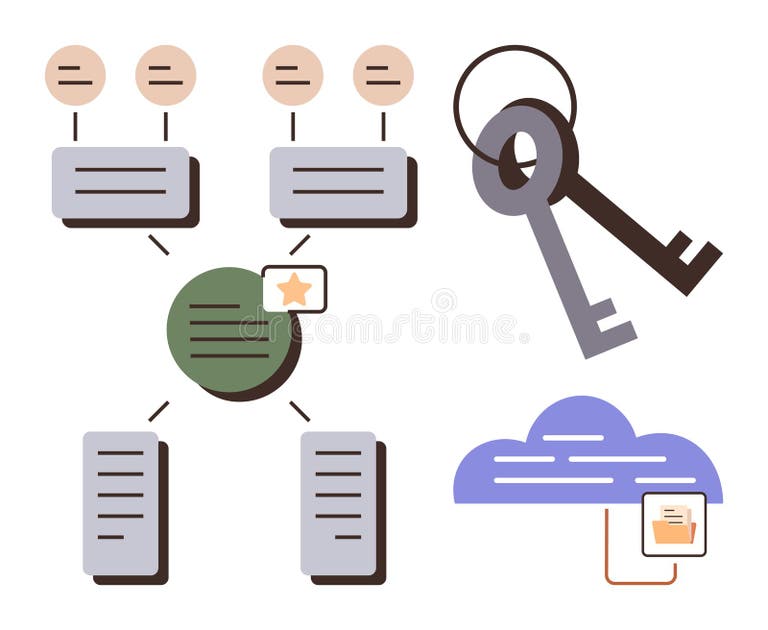 Data Flow Diagram with Keys, Cloud Storage, and Hierarchical Nodes ...