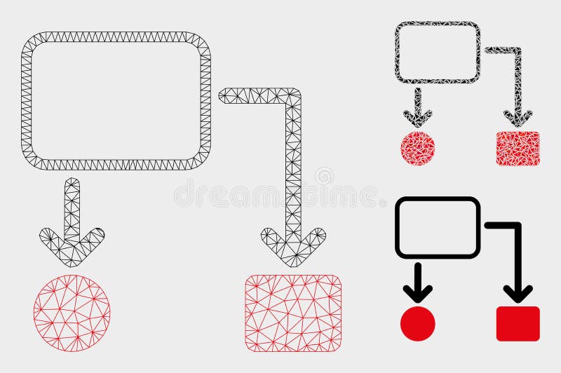 Flowchart Scheme Vector Mesh Network Model And Triangle Mosaic Icon Stock Vector Illustration