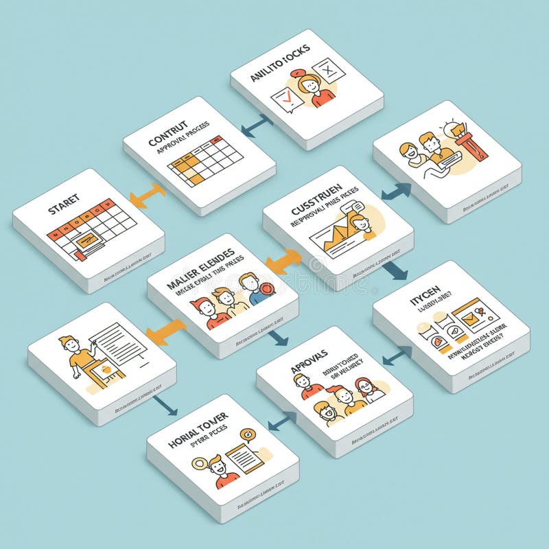 A Flowchart with a Series of Interconnected 3D Boxes, Each Containing ...