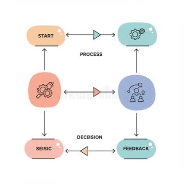 Flowchart Showcasing a Cyclic Process with Four Main Stages: "Start ...