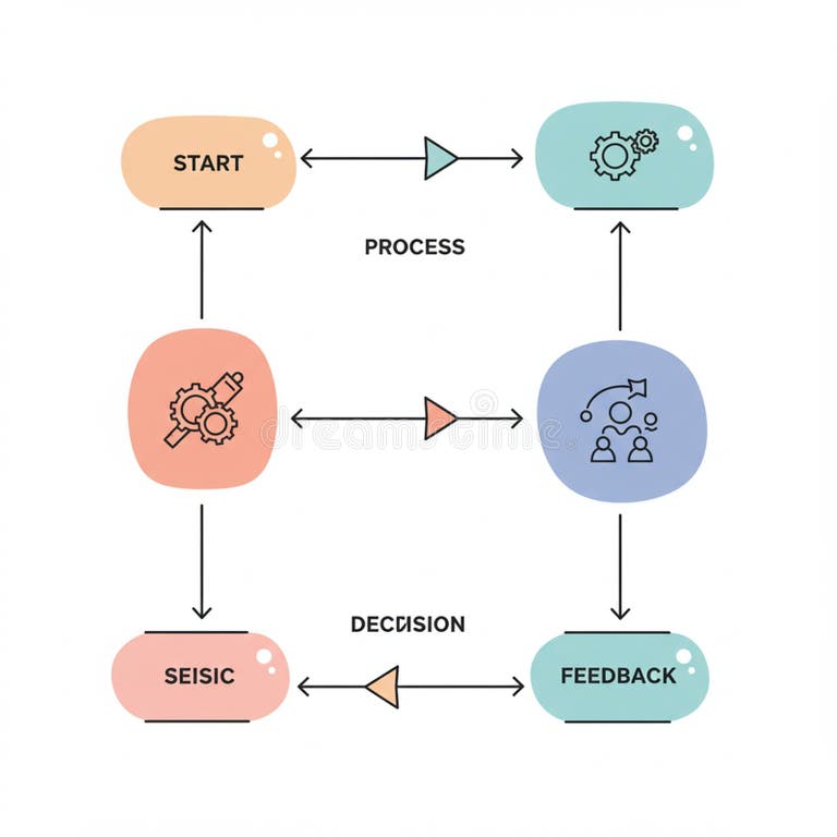 Flowchart Showcasing a Cyclic Process with Four Main Stages: "Start ...