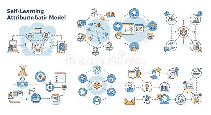Flowchart-style Diagrams Showcasing a "Self-Learning Attributn Batir ...