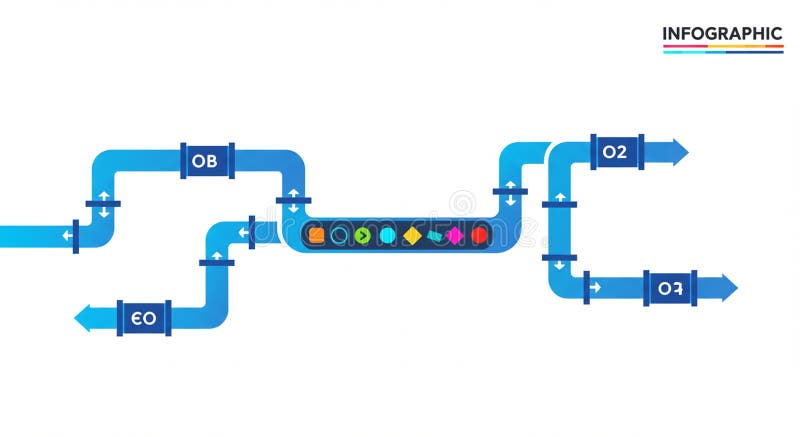Flowchart-style Infographic Showing a Network of Interconnected Blue ...