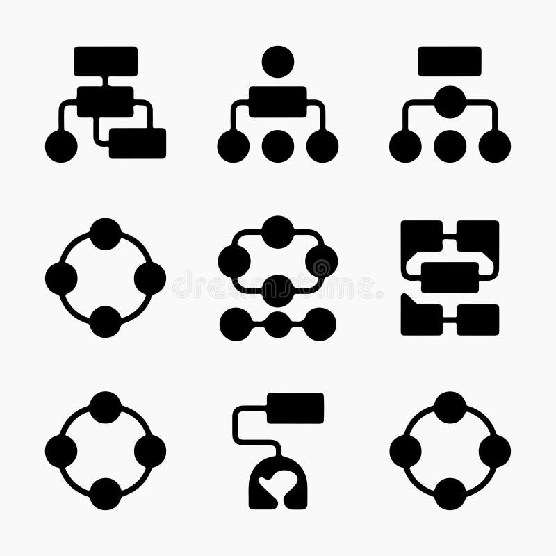 Flowchart Symbols Solid Icons Flowchart Collection Stock Vector - Illustration of process, glyph ...