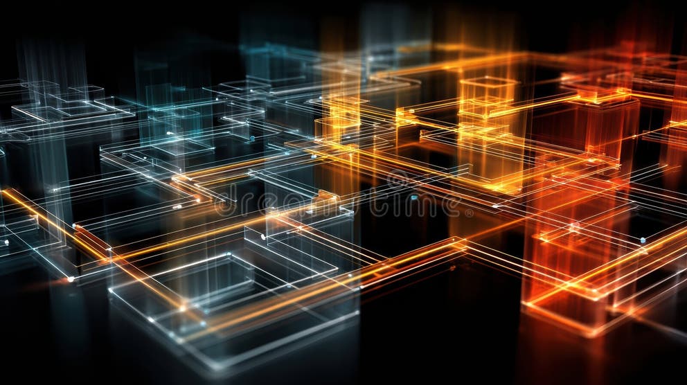 Flowchart Transforms into Dynamic 3D AI Shape with Luminous Edges ...